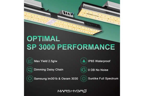 Mars Hydro - SP3000 Samsung Osram (300W) LED Grow Light - 3x5 Coverage – Plantwell